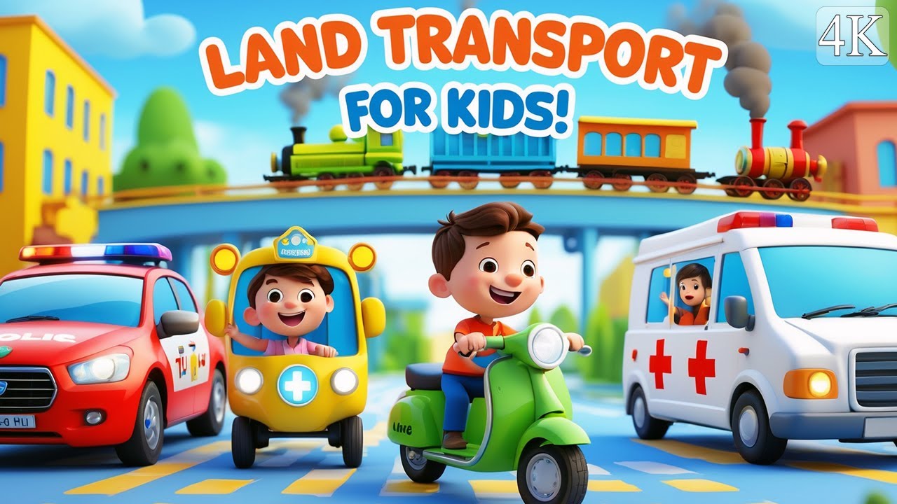 🚗 🚦 Land Transport Vehicles for Kids at VIVUTV | Learn with Fun Cartoon ...