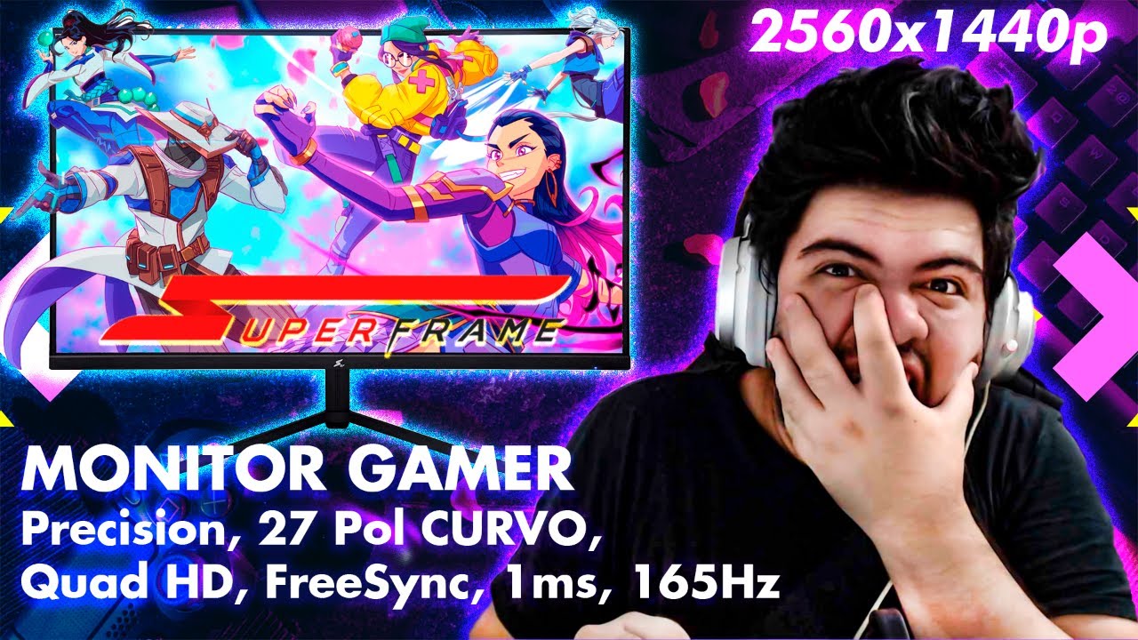 Monitor Gamer SuperFrame Precision, 27 Pol CURVO, Quad HD, FreeSync ...