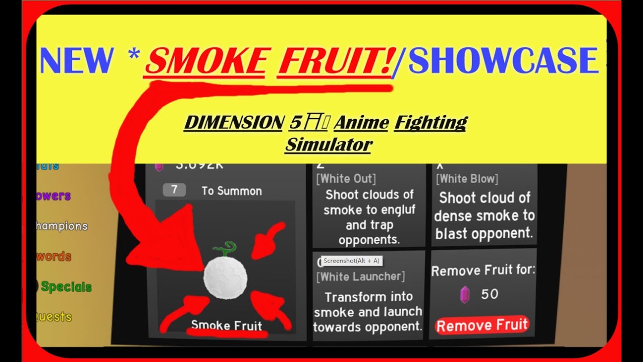 New OP SMOKE FRUIT🍎!/SHOWCASE!! DIMENSION 5⛩️ Anime Fighting Simulator ...
