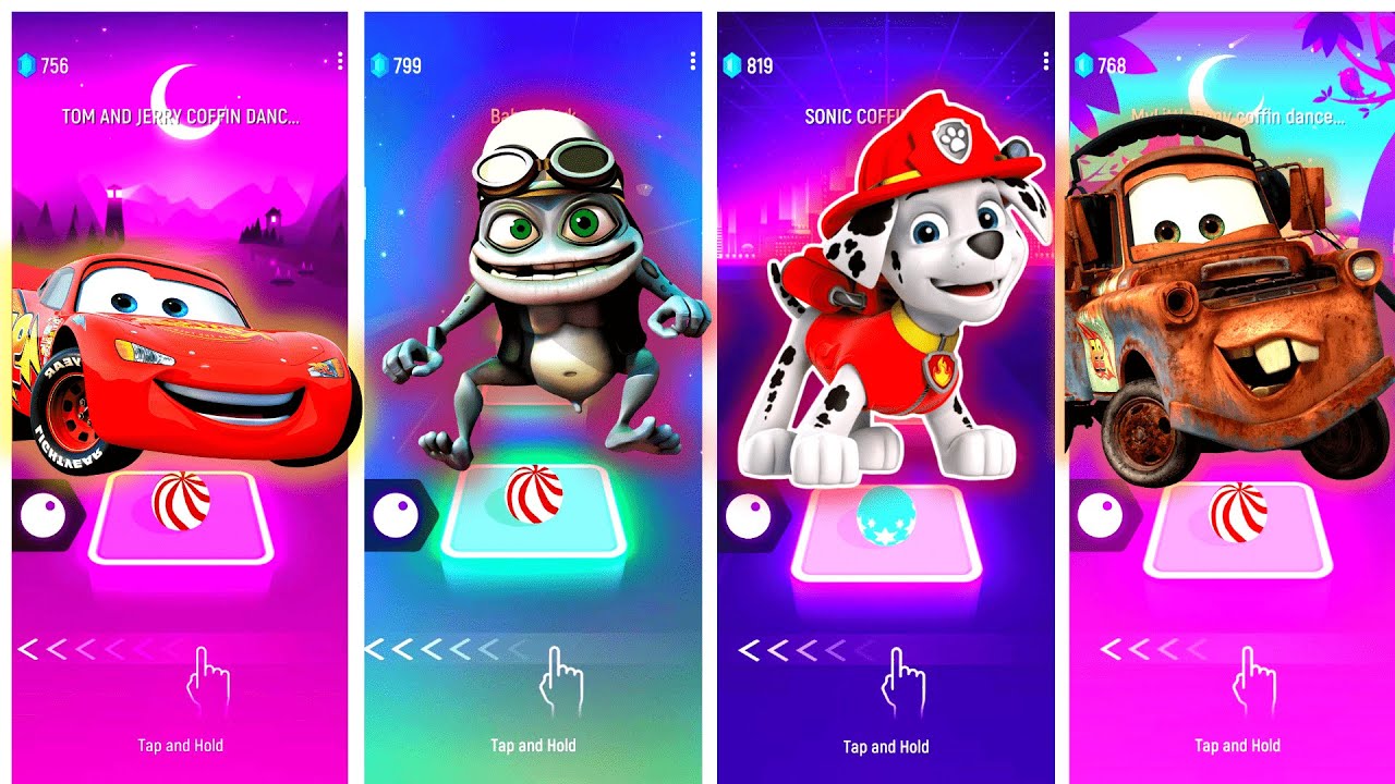 McQueen vs Crazy Frog vs Marshall vs Tow Mater Tiles Hop EDM Rush - YouTube