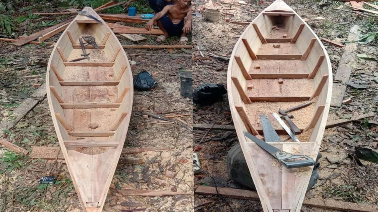 PEMBUATAN SAMPAN MANCING UDANG GALAH ALA LOJOR MPW ll river boat made ...