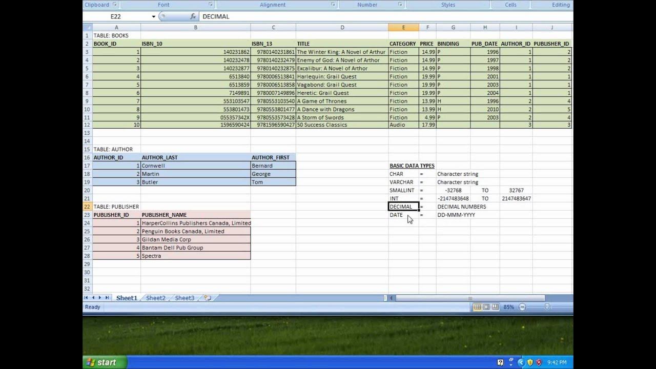 SQL with Oracle 10g XE - Table Overview and Basic Data Types - YouTube