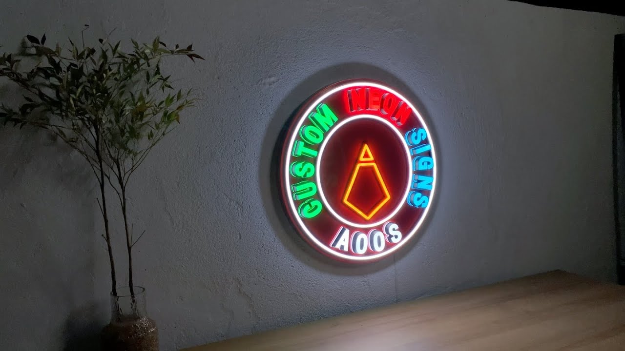 Custom 3D metal business company neon logo led lit brand light up signs ...