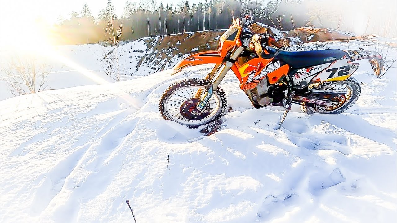 KTM зимний выезд Эндуро без шипов KTM winter ride Enduro without spikes ...
