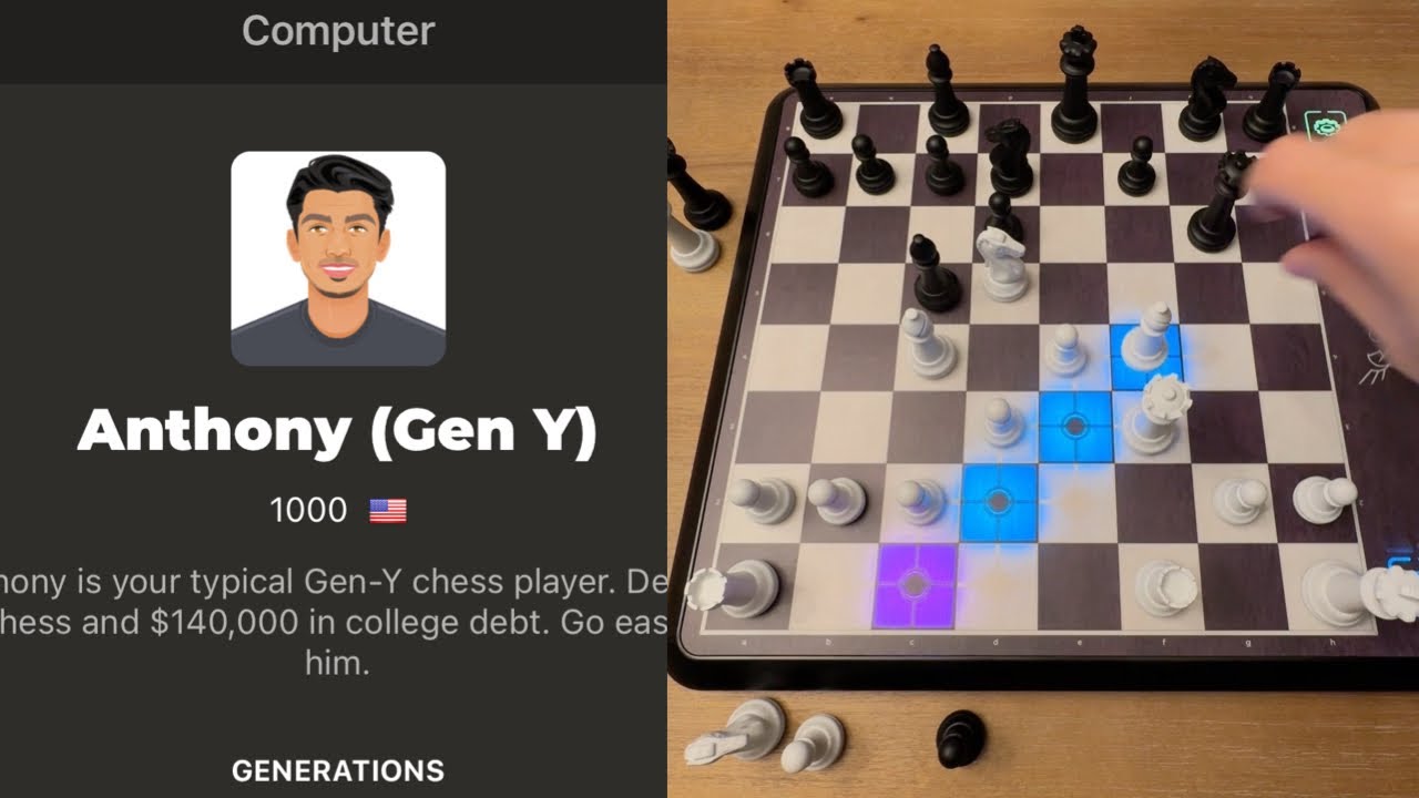 Anthony (Gen Y) bot rated 1000 with ChessUp - YouTube