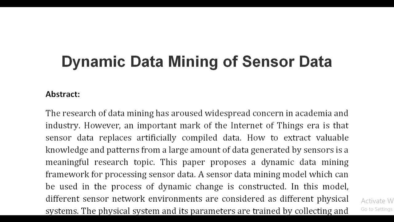Dynamic Data Mining of Sensor Data - YouTube