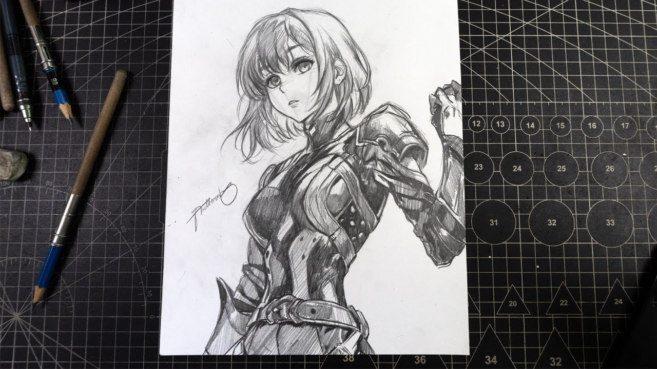 Drawing Cha Hae-In Solo Leveling - YouTube