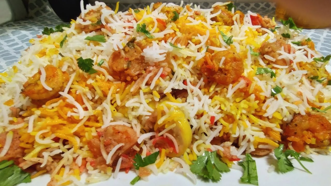 Prawn Biryani Recipe | Shrimp Biryani | Jhinga Biryani Recipe By ...