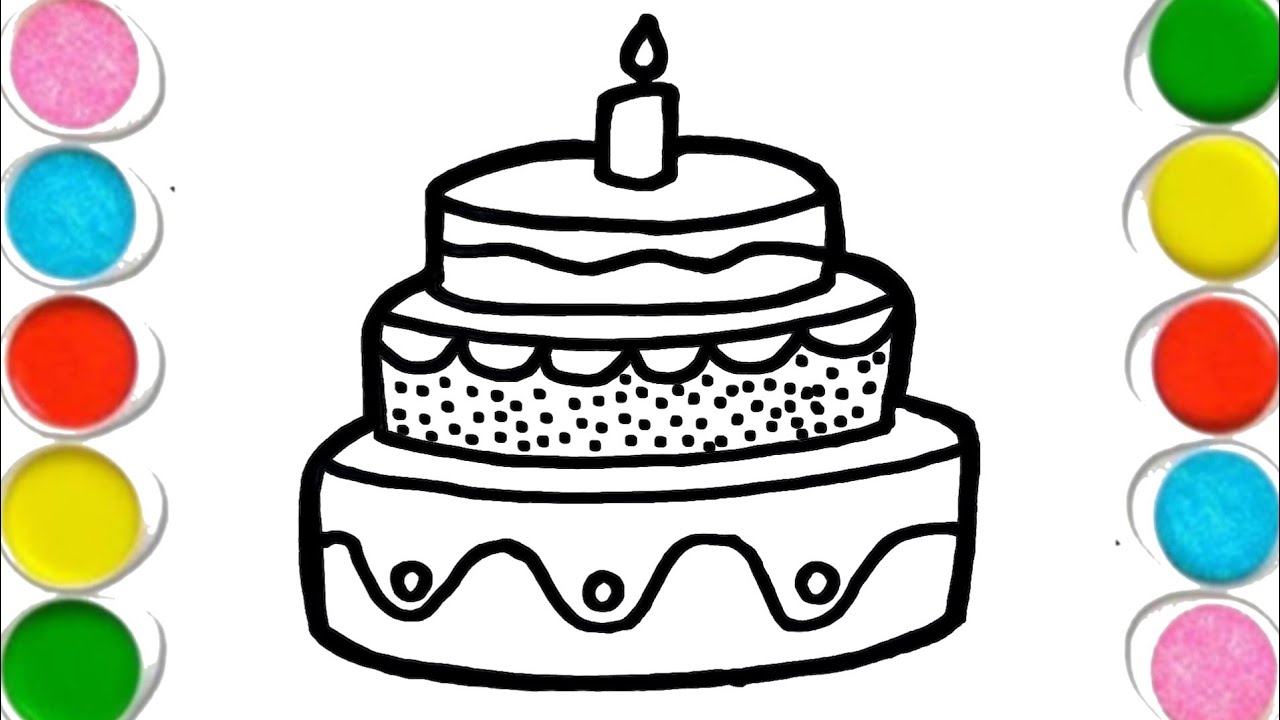 Beautiful cake drawing for kids | beautiful cake drawing with color ...