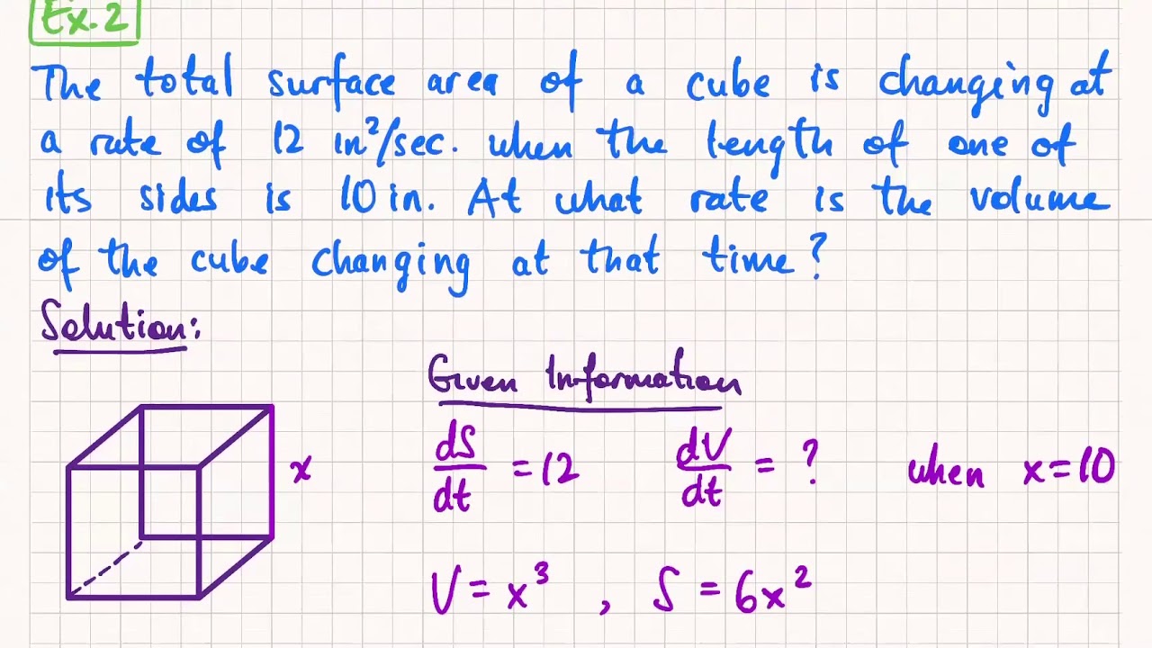 Math 135 Section 3.11... Related rates: expanding cube - YouTube