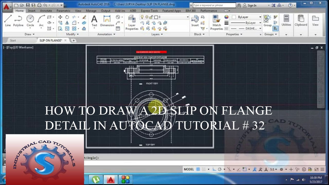 HOW TO DRAW A 2D SLIP ON FLANGE DETAIL IN AUTOCAD TUTORIAL # 32 - YouTube