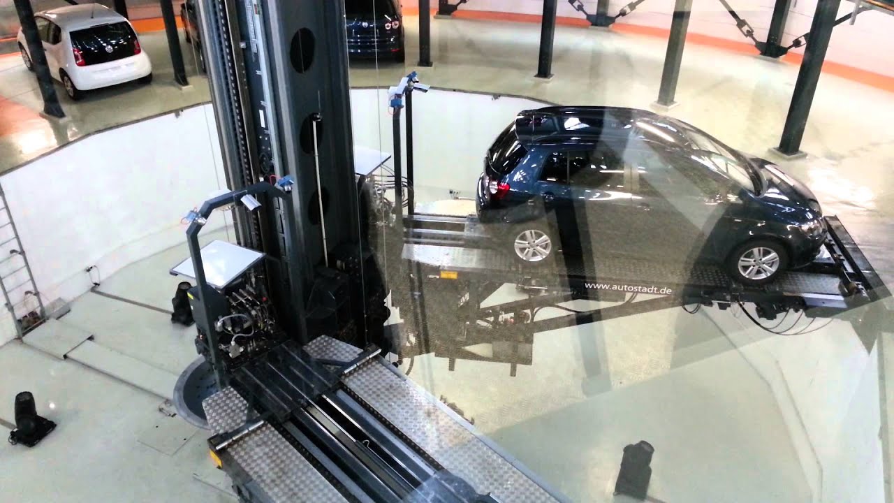 VW autostadt car tower - YouTube