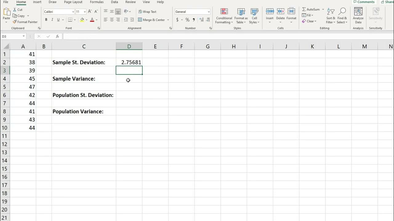 How to Find Standard Deviation and Variance in Excel - YouTube
