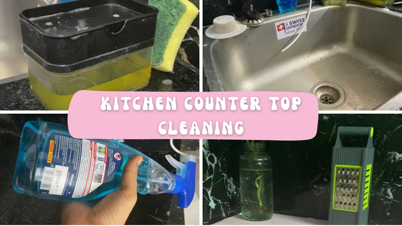 Kitchen counter top cleaning | cleaning hacks | cleaning products - YouTube