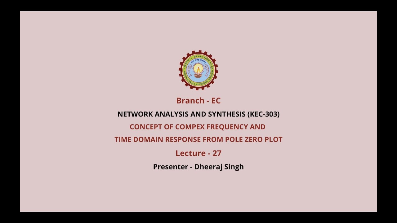 Network Analysis and Synthesis|Concept of Complex Frequency and Time ...