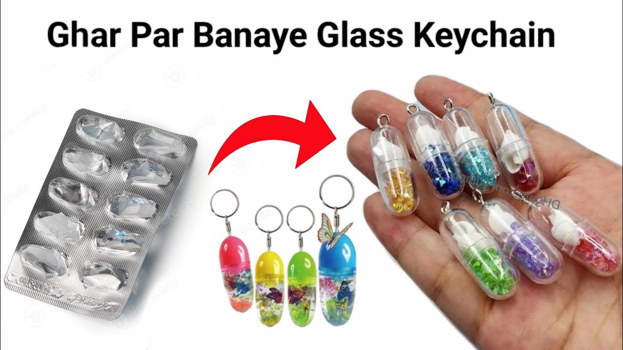 How to make Keychain from waste materials /Homemade glass keychain/DIY ...