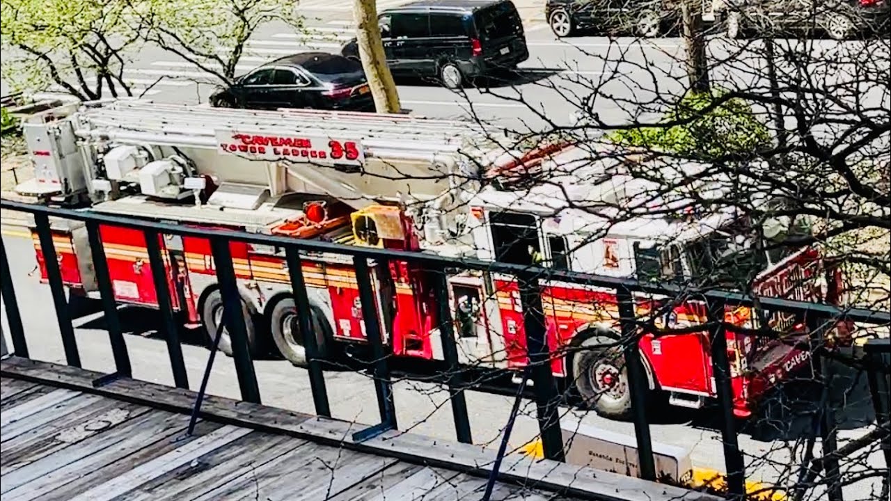 FDNY LADDER 25, FDNY TOWER LADDER 35 & NYPD INTERCEPTOR RESPONDING TO ...