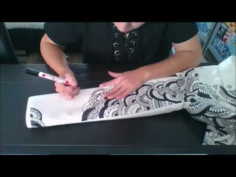 Drawing on a leather jacket with zentangle mandala part 4
