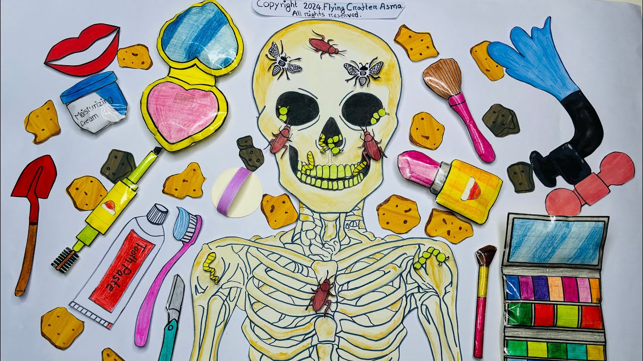 Skeleton Makeup 💄 No Music 🎵 ASMR | Paper DIY - YouTube