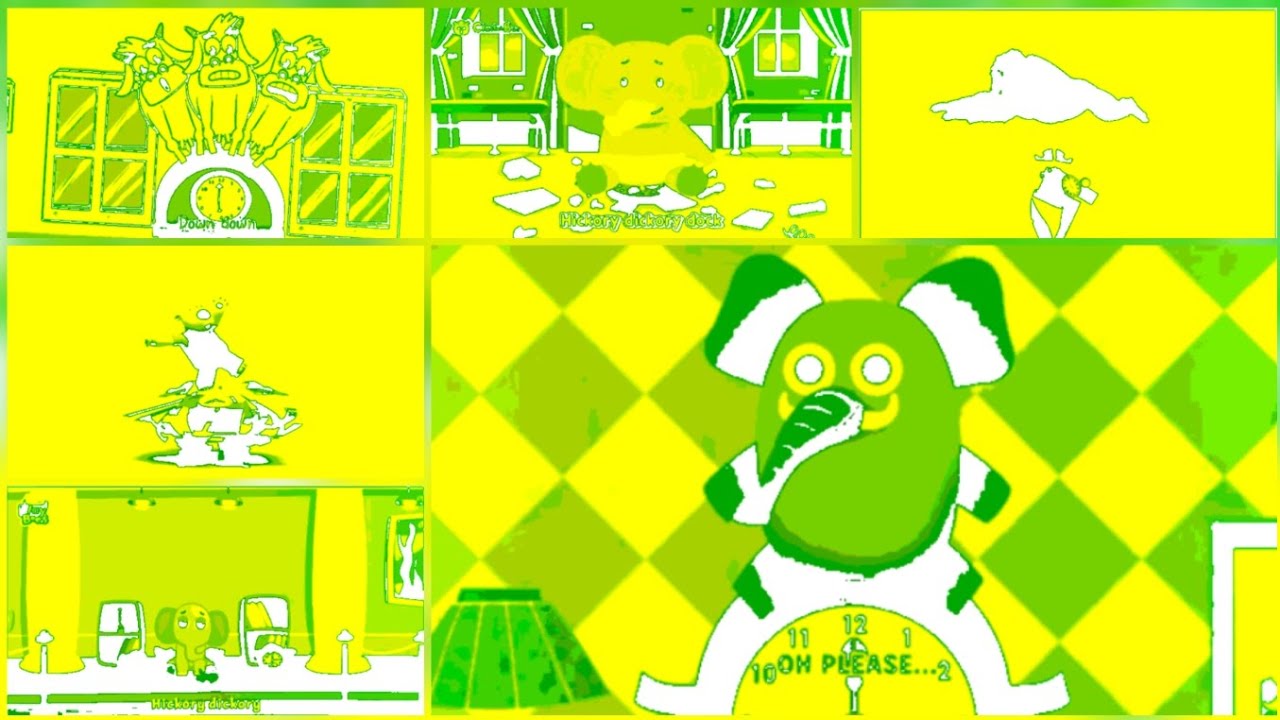 Hickory Dickory Dock//New X Old Animals With Some New Very Light Green And Yellow Green Effects ...