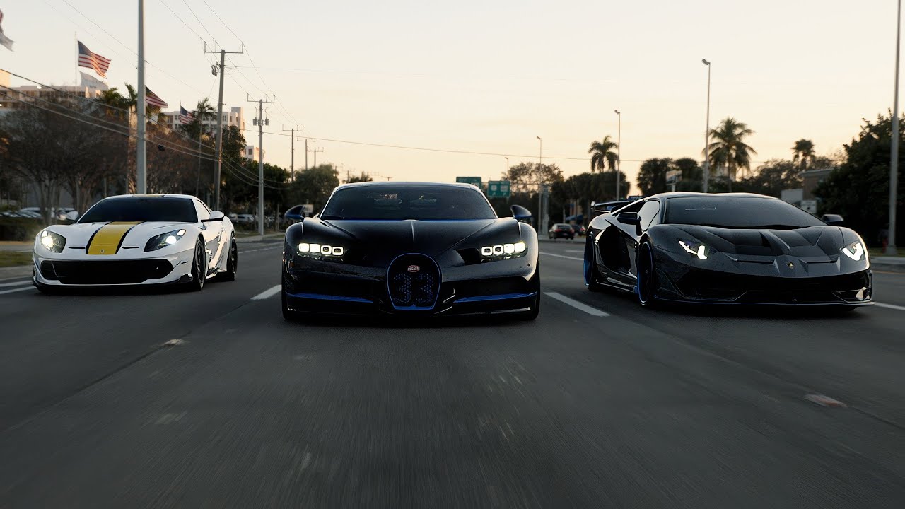 Bugatti, SVJ, Ferrari Sunset Run | 4K - YouTube