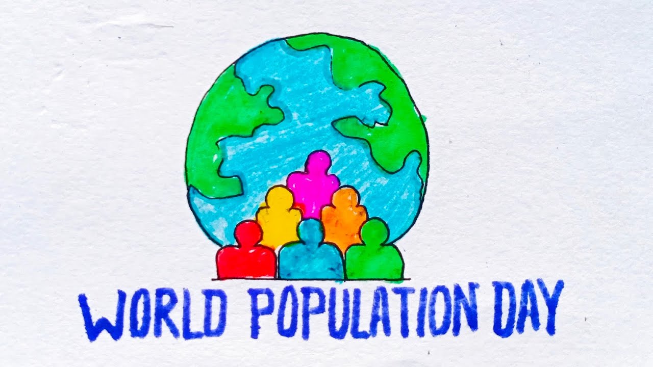 World Population Day Drawing || World Population Day Poster Drawing ...