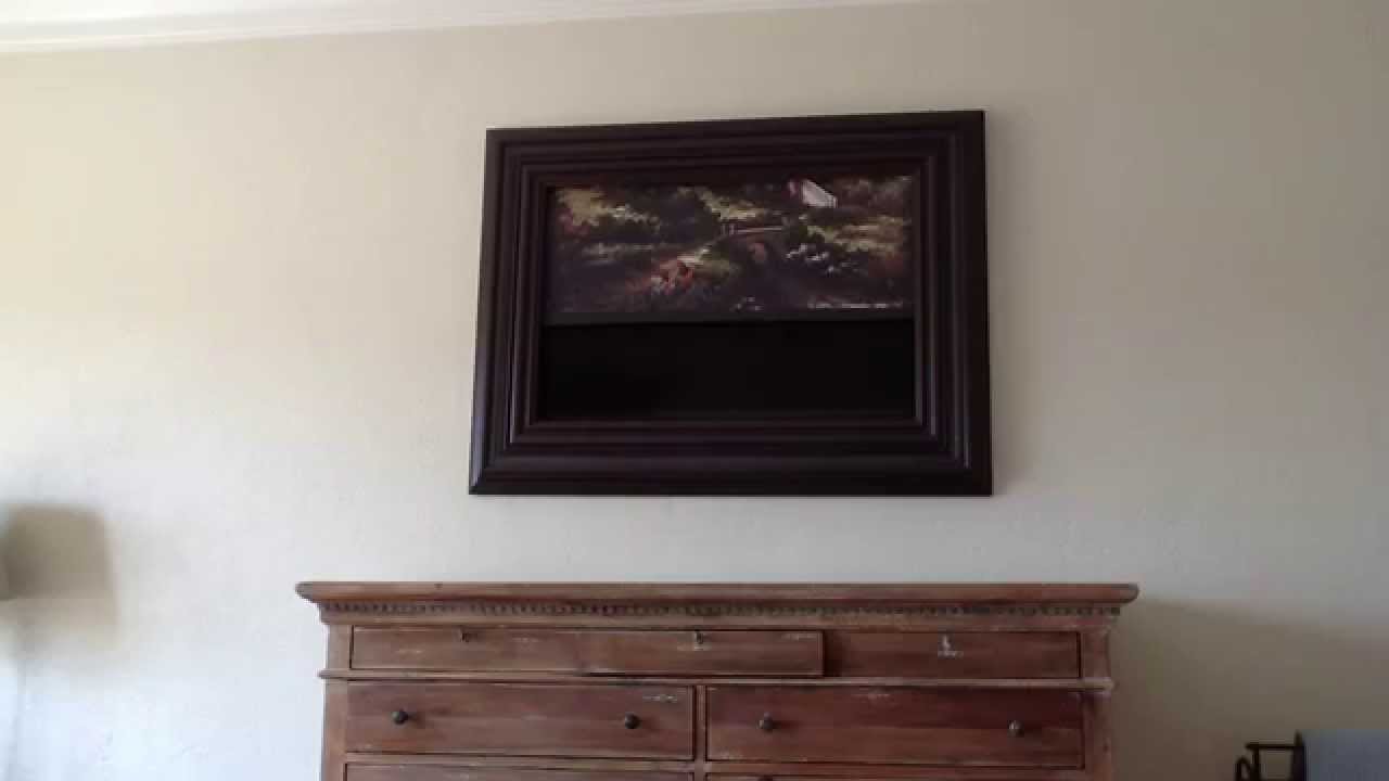 TV frame art automatic cover closing when tv powers off motorized - YouTube
