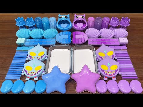 BLUE vs PURPLE I Mixing random into Glossy Slime I Satisfying Slime ...