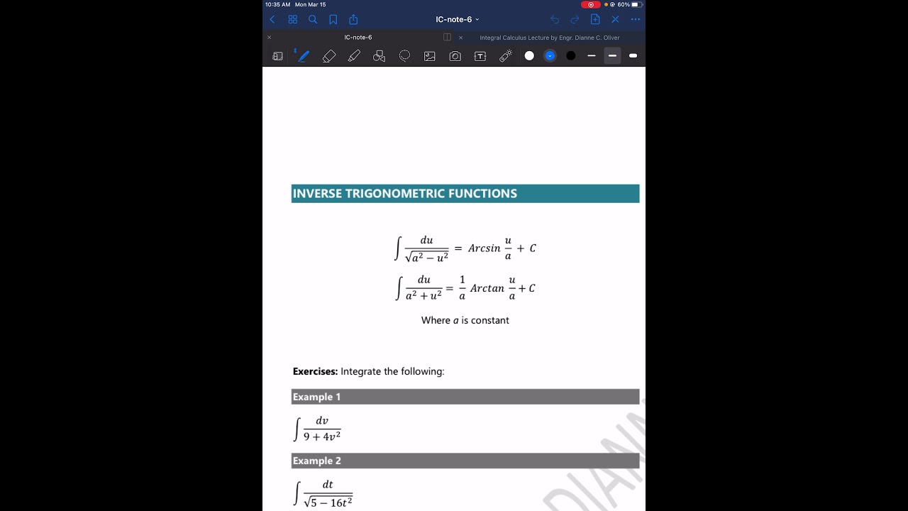 Integral Calculus Inverse Trigonometric Function Part 1 YouTube Integral Calculus Inverse Trigonometric Function Part 1 YouTube