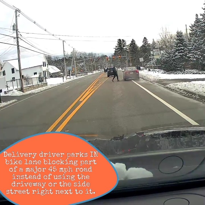 Dumb Delivery Driver Death Wish - Illegal Park in Bike Lane - Caught on ...