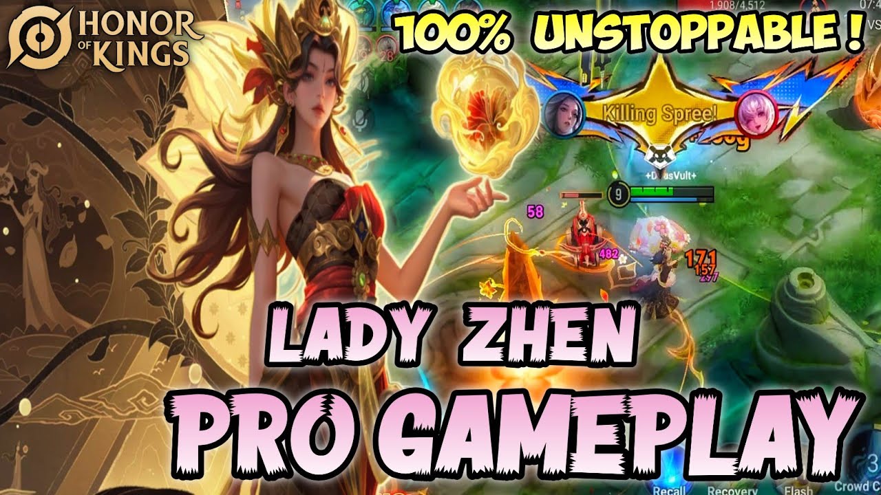 Lady Zhen Honor of Kings (HOK) 100% UNSTOPPABLE! Pro Technique Gameplay ...