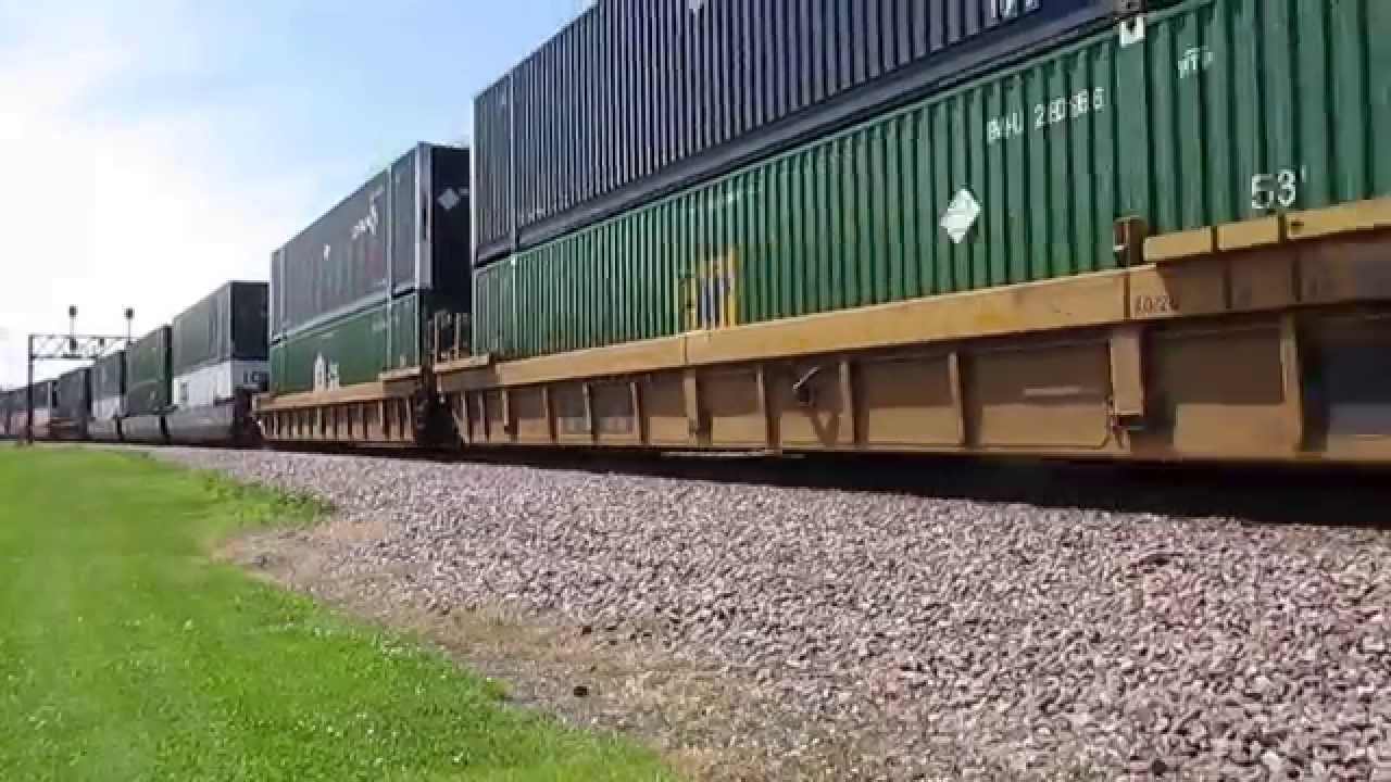 Eastbound UP 6790 and 7867 and Westbound UP 8337, NS 9086 and UP 5700 ...