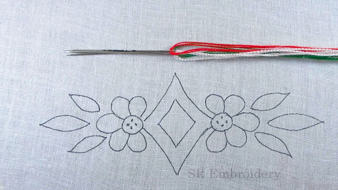 Hand Embroidery Super Easy Border Design, Border Line Embroidery ...