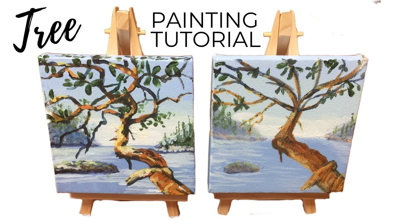 How To Paint A Tree / Beginners Acrylic Tree Painting Tutorial - YouTube