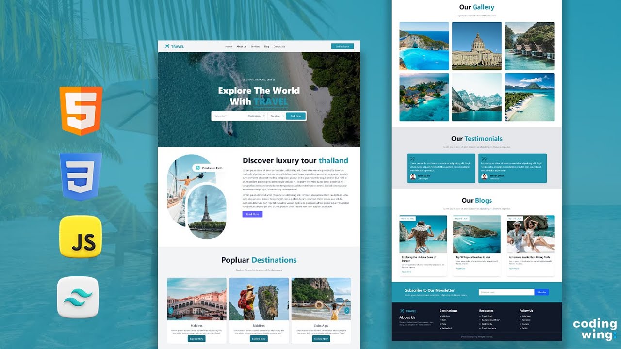 Travel Website Design Using HTML, CSS, and Tailwind - YouTube