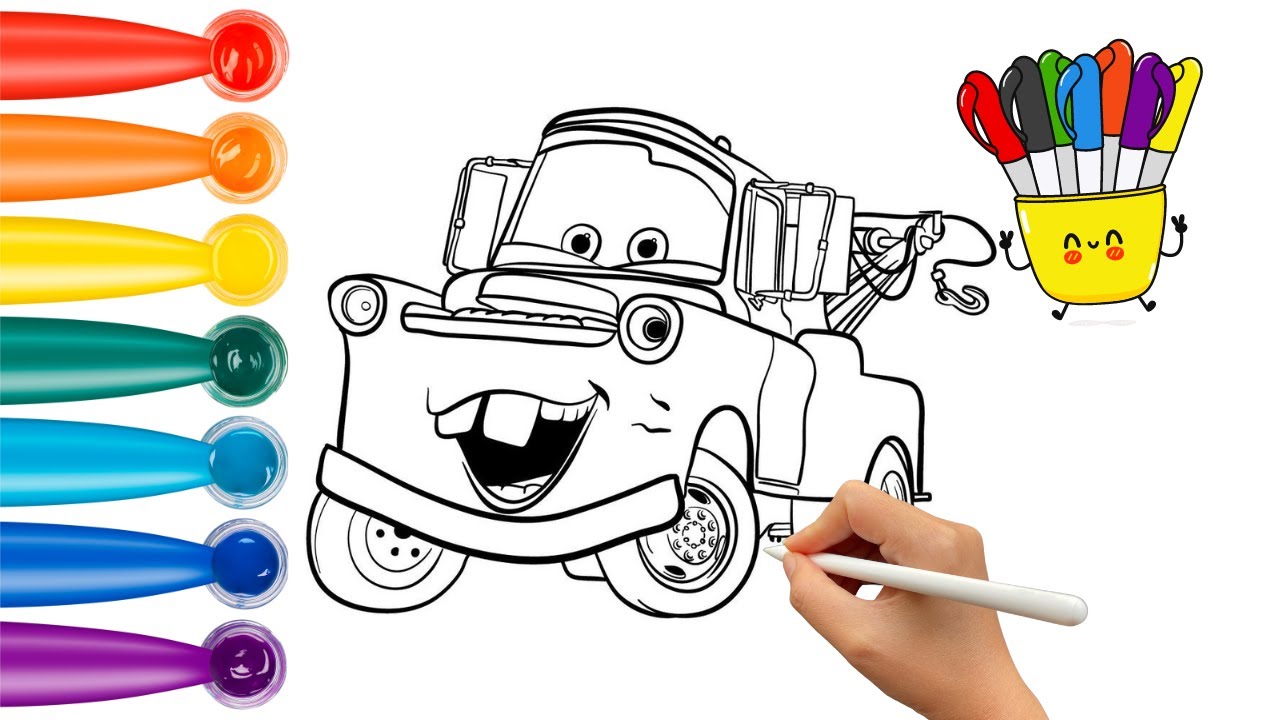 How To Draw Tow Mater McQueen´s Best Friend || Easy Drawing Disney ...