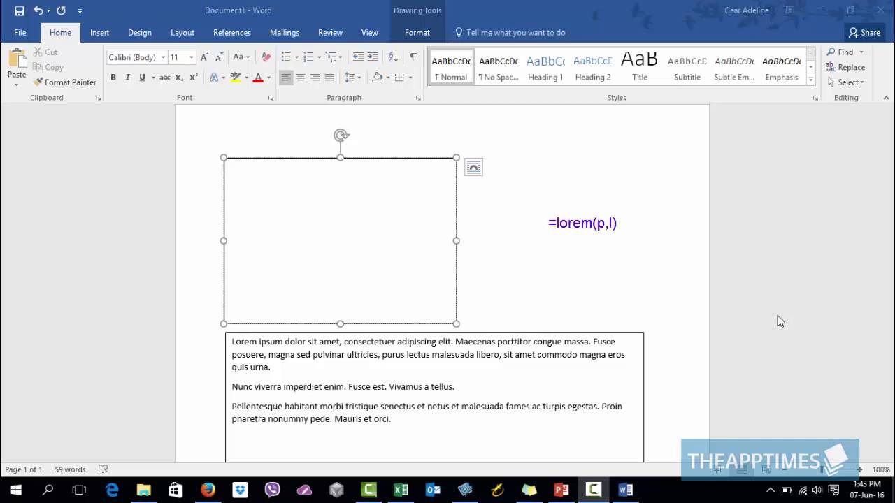 How to Generate Latin Text Lorem Ipsum in a Text Box in Word - YouTube