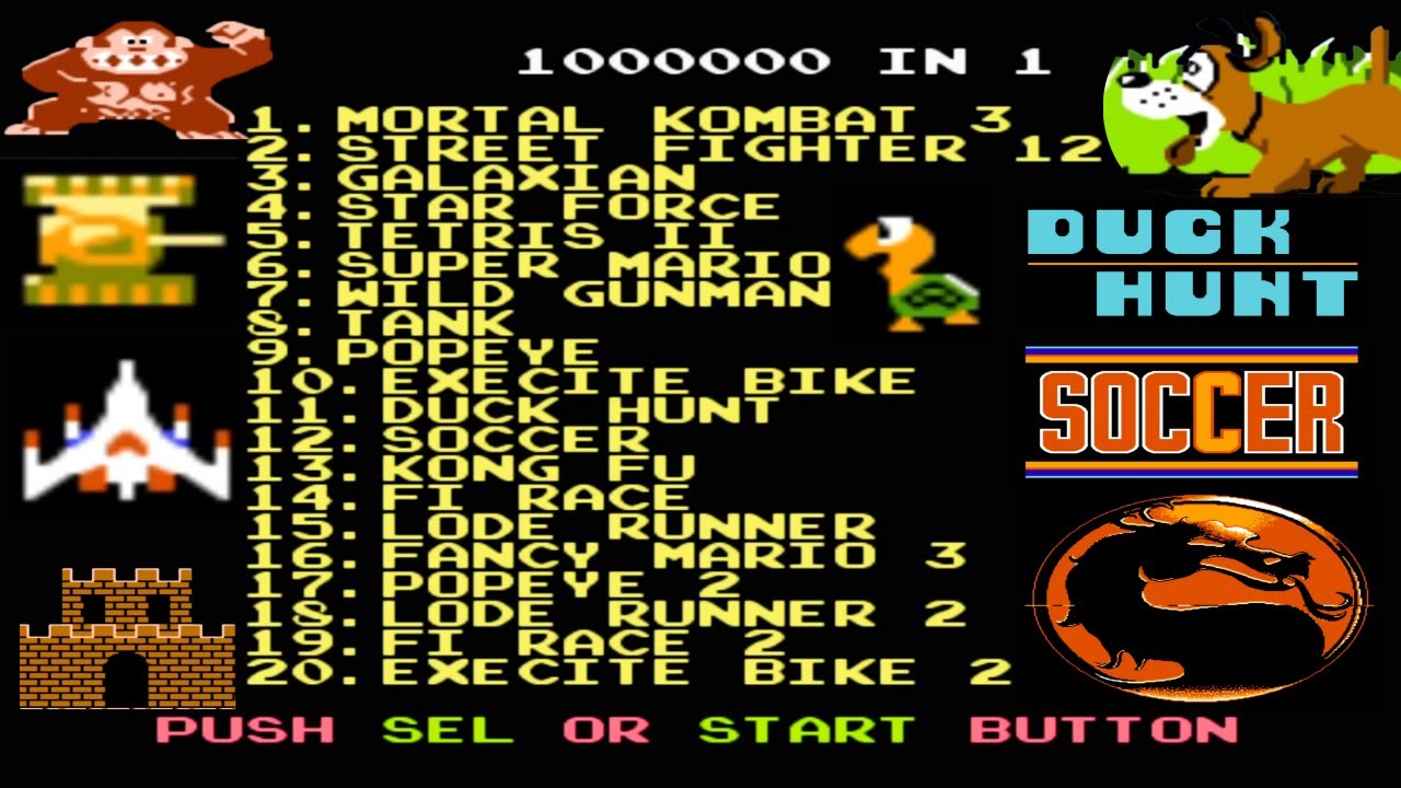Nes 1000000 in 1 Gameplay : All Video Games in One Rom - YouTube