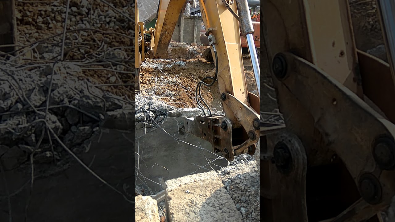 Ganmar Poclain JCB breaker machine RCC Concrete breaking work ...