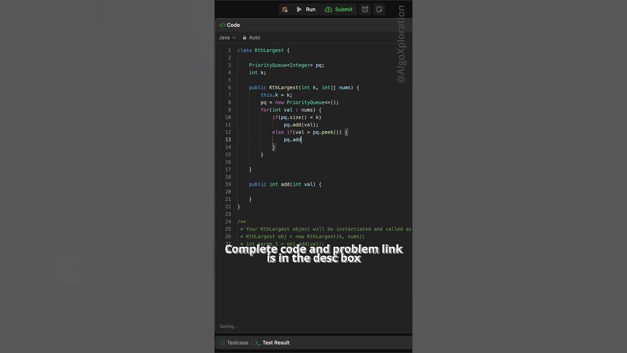 Leetcode Daily Kth Largest Element In A Stream Solution In Java
