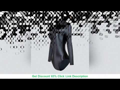 Deal DROZENO Sparkly Spandex One Piece Long Sleeve Leotard Swimsuit Tight-fitting silky glossy high