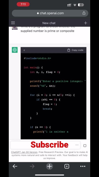 Write a c program to check whether the supplied number is prime or composite #viral #shorts ...
