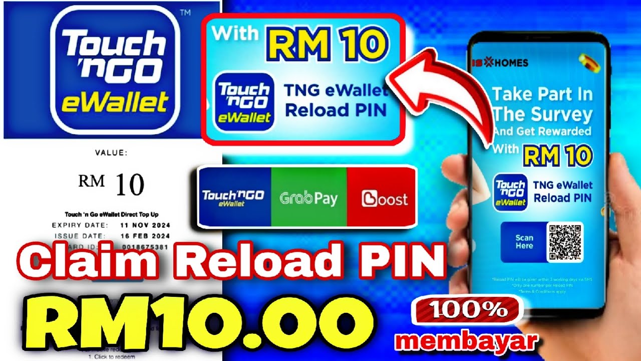 claim sekarang RM10 reload pin FREE ke touch n go 2024 !! - YouTube