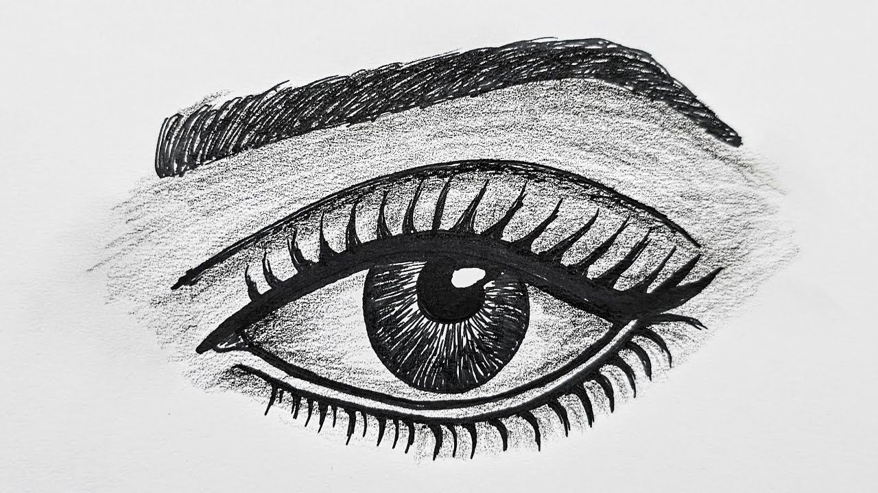 How to draw a Realistic Eye step by step for beginners | Girl Eye ...