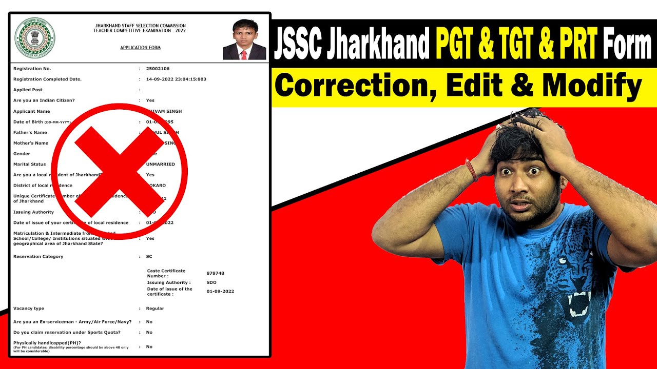 Mistakes Correction in JSSC Jharkhand PGT & TGT & PRT Form | JSSC ...