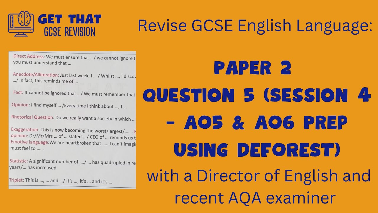 AQA GCSE English Language, Paper 2, Question 5, Session 4 - YouTube
