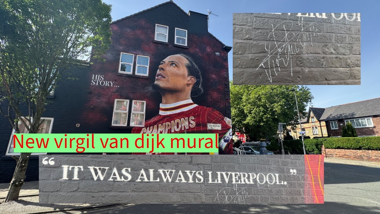 virgil van dijk mural has been signed with approval - YouTube