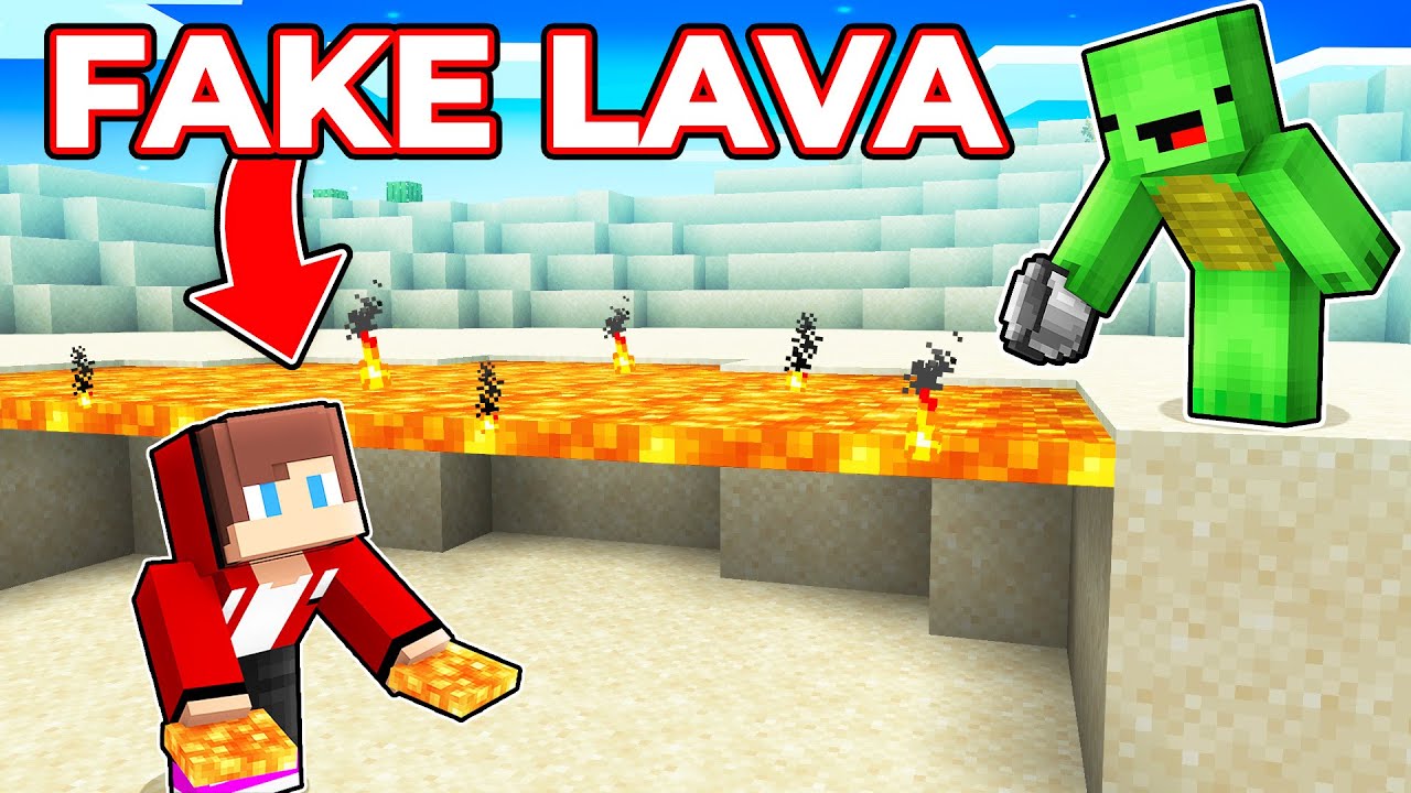 JJ use FAKE LAVA to PRANK Mikey - Maizen Minecraft Animation - YouTube