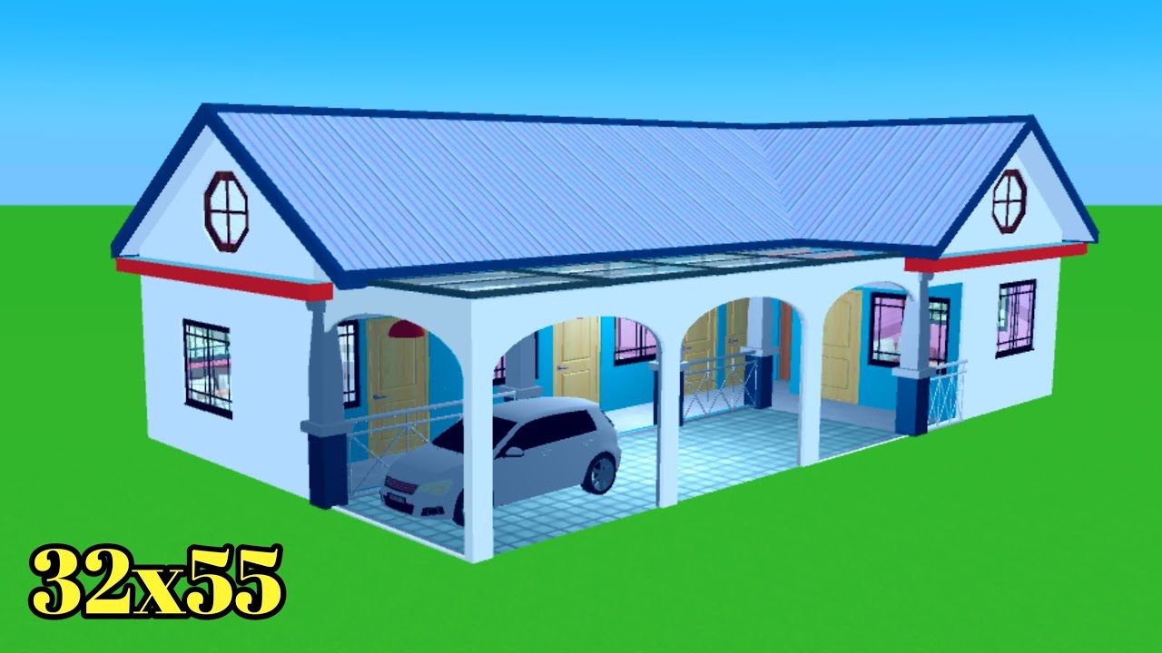 L Shaped House Design 3 Bedroom || L Shaped House Design 32x55 House ...