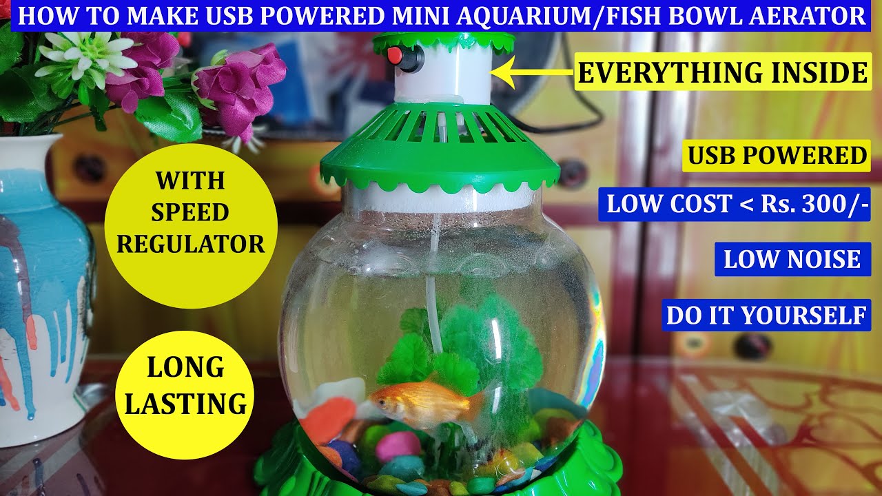 How to Make USB Powered Aerator for Mini Aquarium Fish Bowl | Easy DIY ...